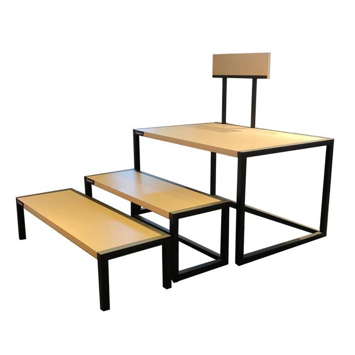 Industrial Stackable Display Table with Wood Pattern - QS-LT701 - Qiao ...