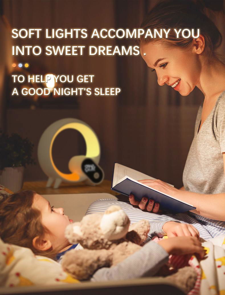 Smart Q-shape LED Bluetooth Speaker Alarm Clock RGB Colorful Night ...