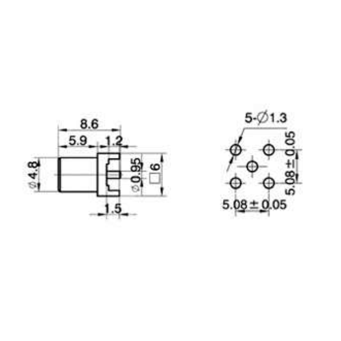 MCX female RF connector 8.5mm PCB mount straight PCB solder antenna ...
