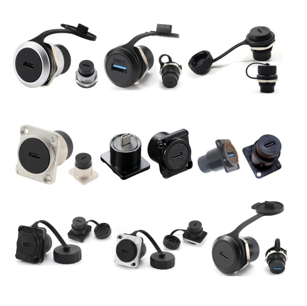 Zinc alloy d type chassis panel screw mount usb c type c connector ...