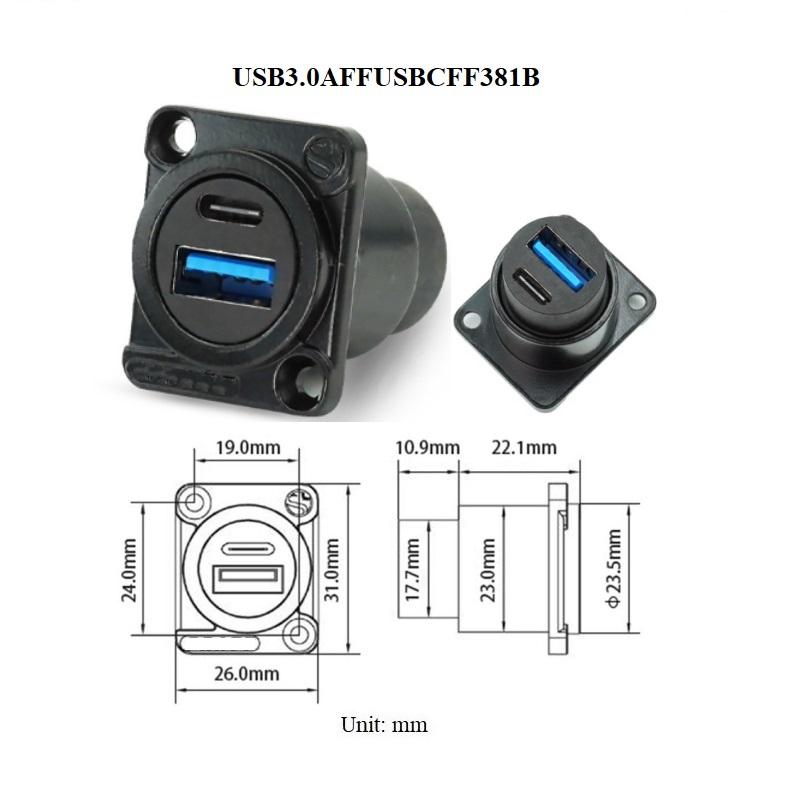 d type chassis panel screw mount usb3.0a usb c type c 2 in 1 connector ...