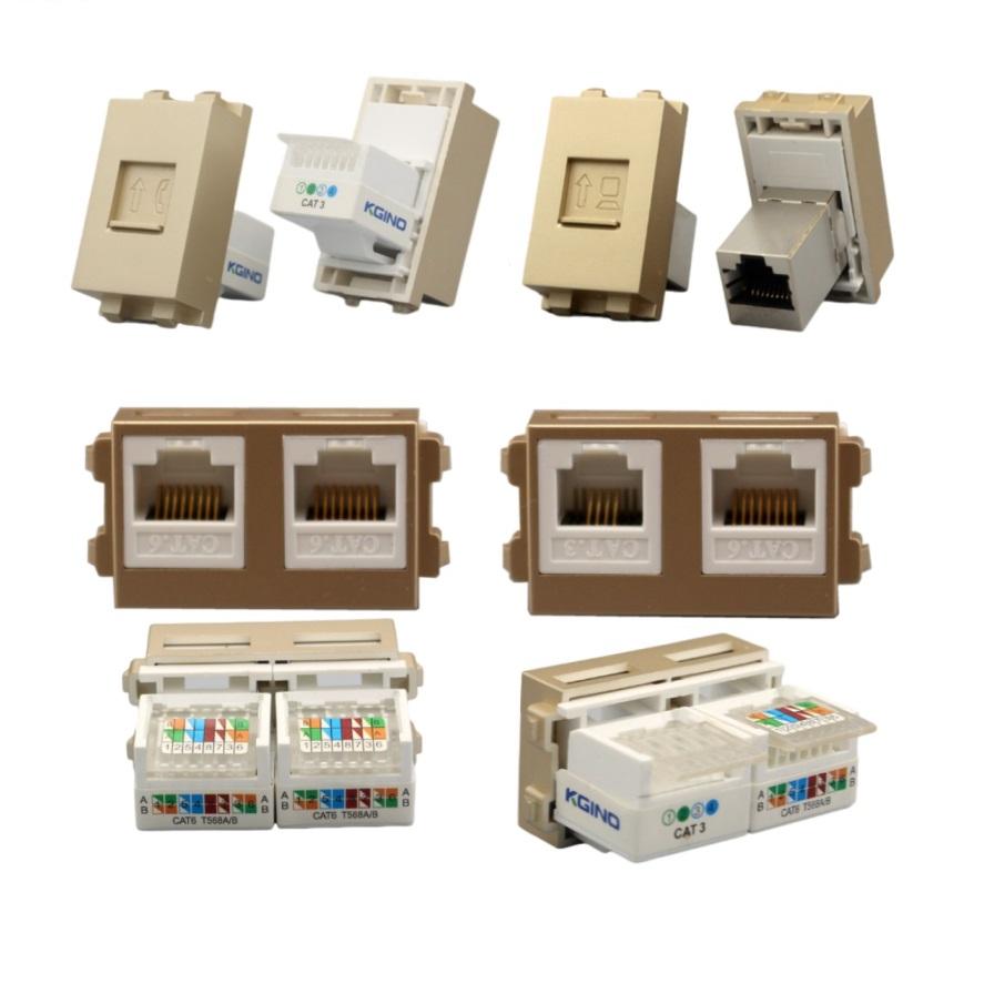 Panel Chassis Mount 128 Type Rj11 Cat3 Rj45 Cat6 Cat6a Golden Connector Module Cat3cat6