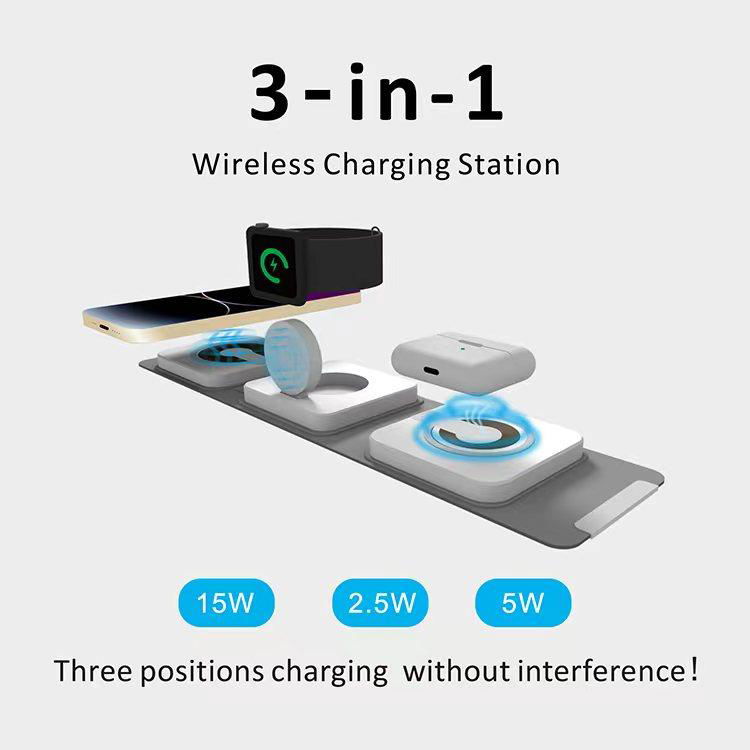 3-in-1 PU Fabric Folding Magnetic Wireless Charger - XDC-W-009 ...