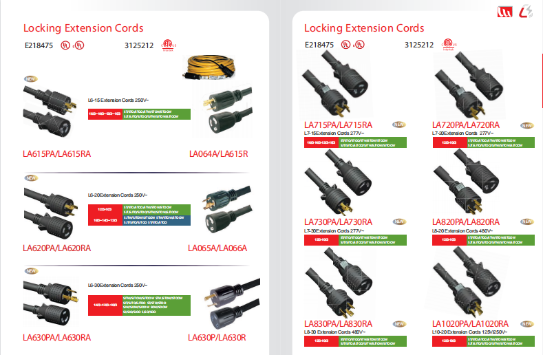 NEMA L7-15/L7-20/L7-30 Locking Extension Cords/ Power Supply Cord - LA系列 - LS (China ...