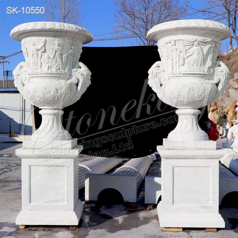 Outdoor Large White Marble Planter Pot for Garden and Home Decor - sk ...