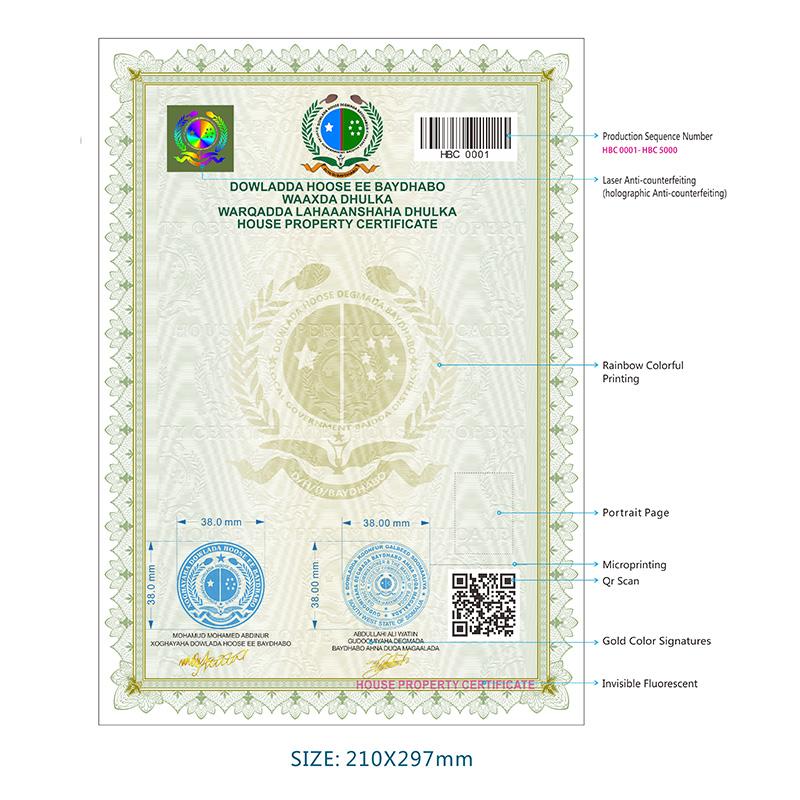 Printing Certificate Of Authenticity A4 Security Paper Certificate - SP ...