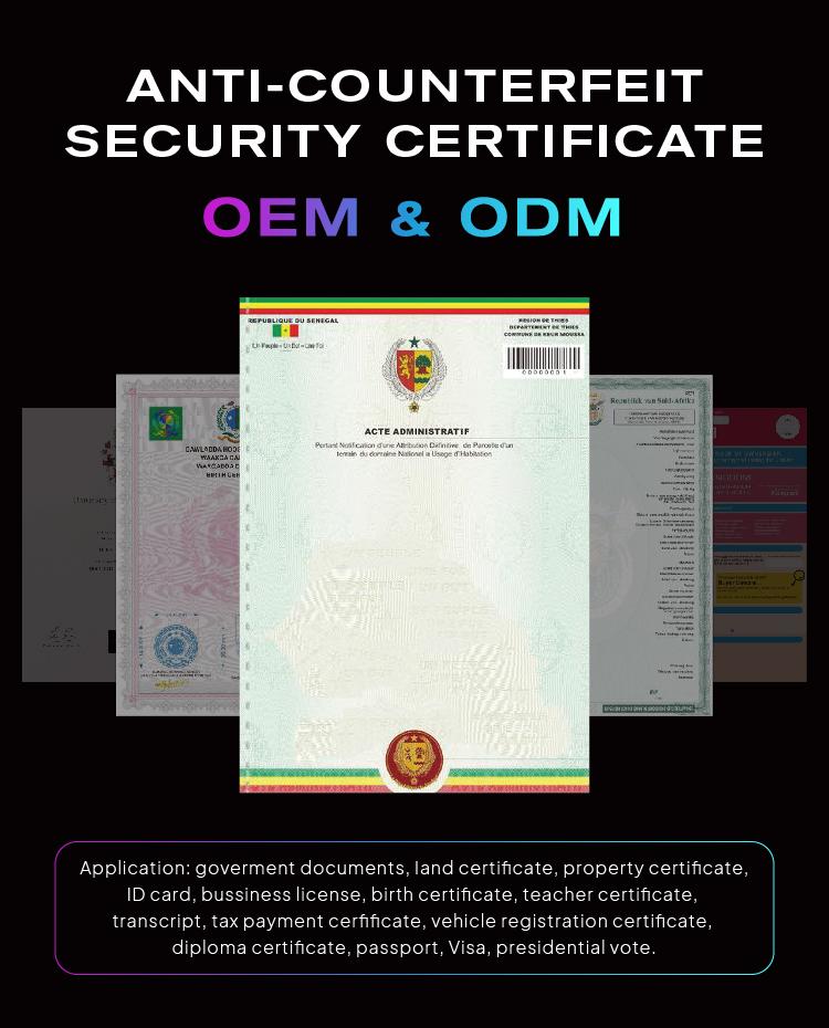 Printing Certificate Of Authenticity A4 Security Paper Certificate - SP ...
