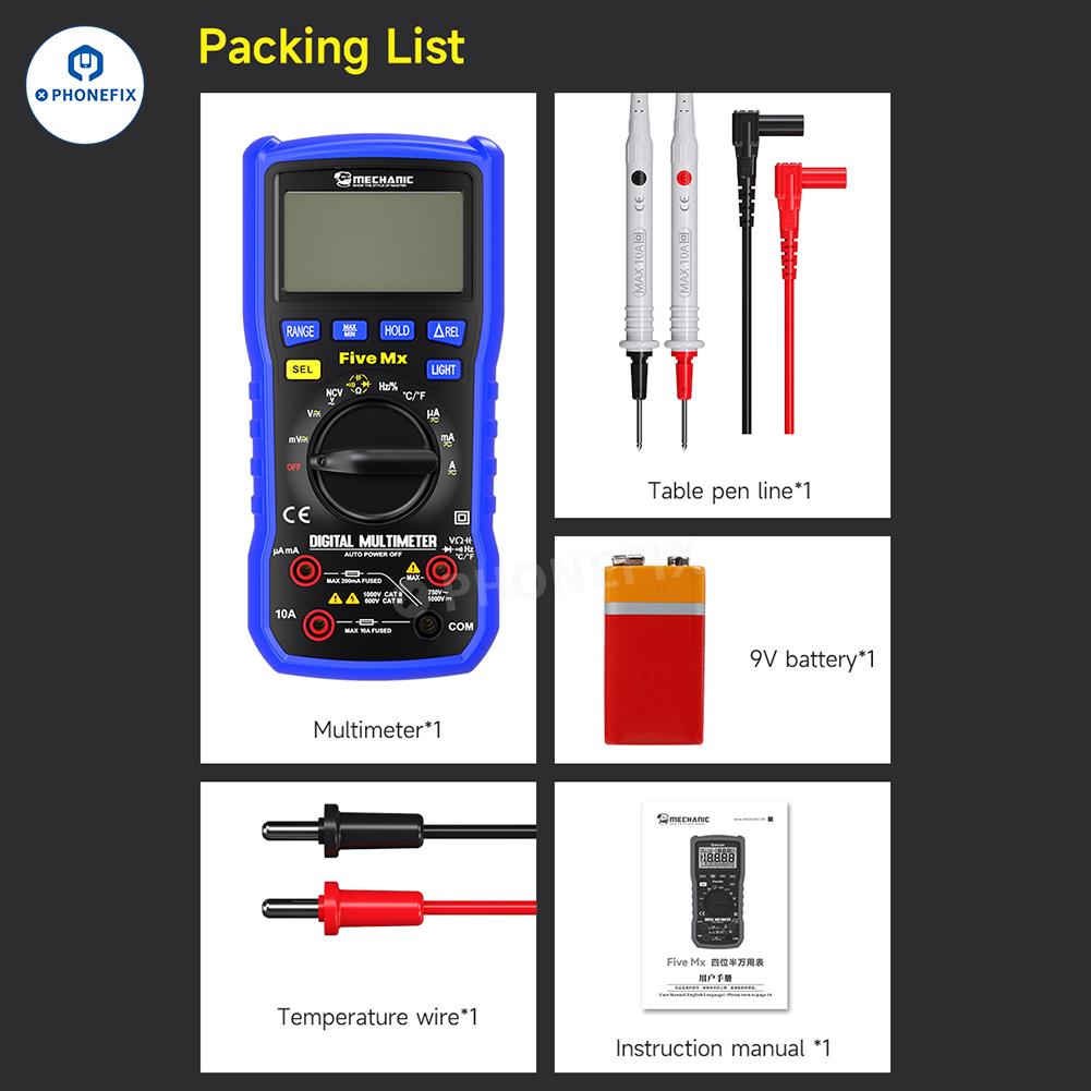 Mechanic Mini TD Five MX Digital Multimeter NCV Temp Measurement (China ...