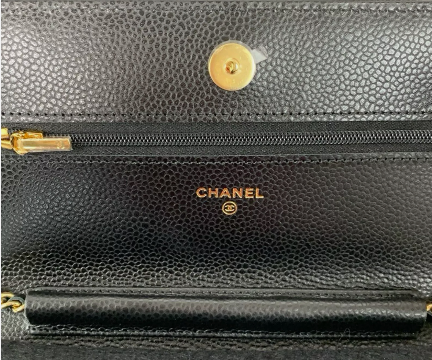 Ladies designer Handbag CC Logo Small Classic Flap Black Cavier ...