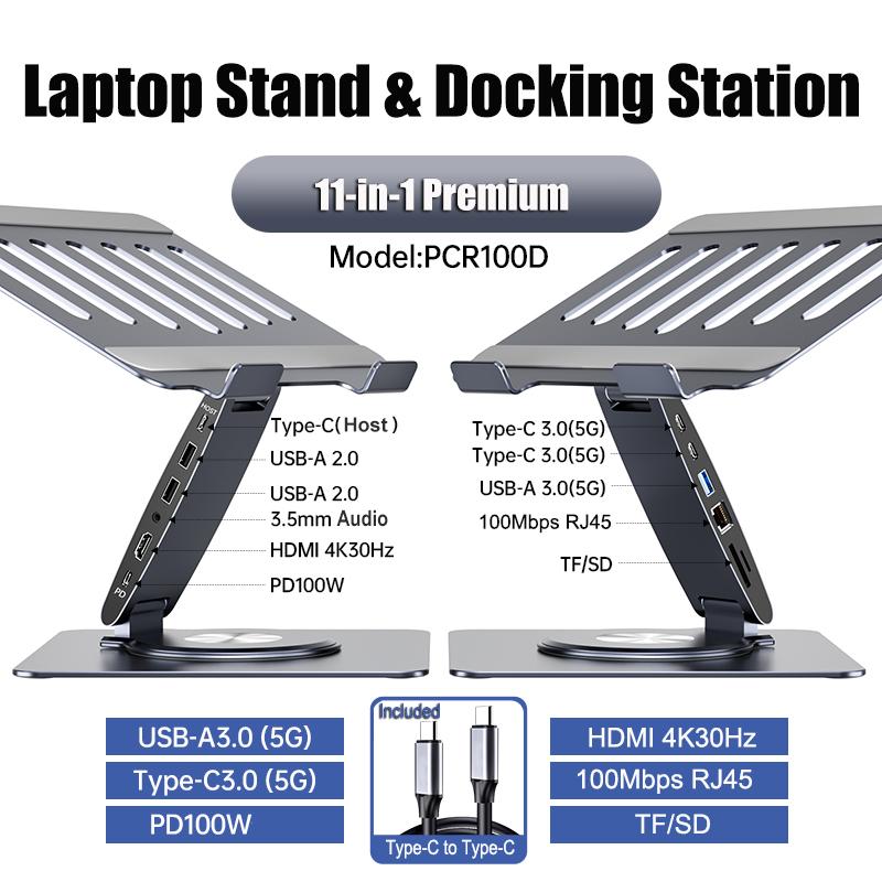 PCR100E OriginNeo Rotablet Aluminum Laptop Stand with Docking Station ...