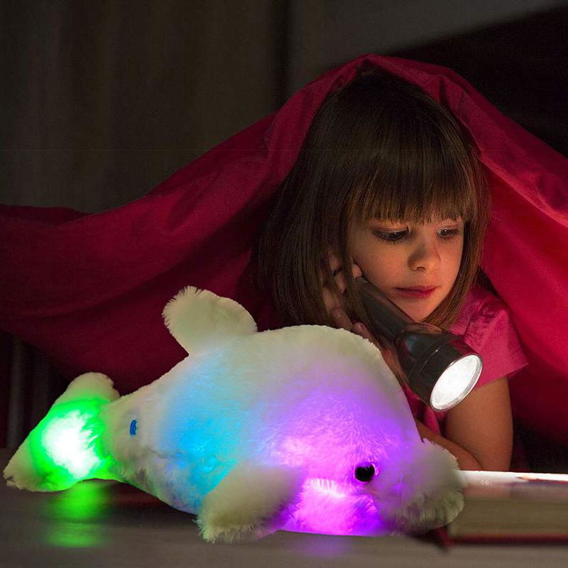 Creative Colorful LED Light Stuffed Animal Toy Glowing Dolphin Plush ...