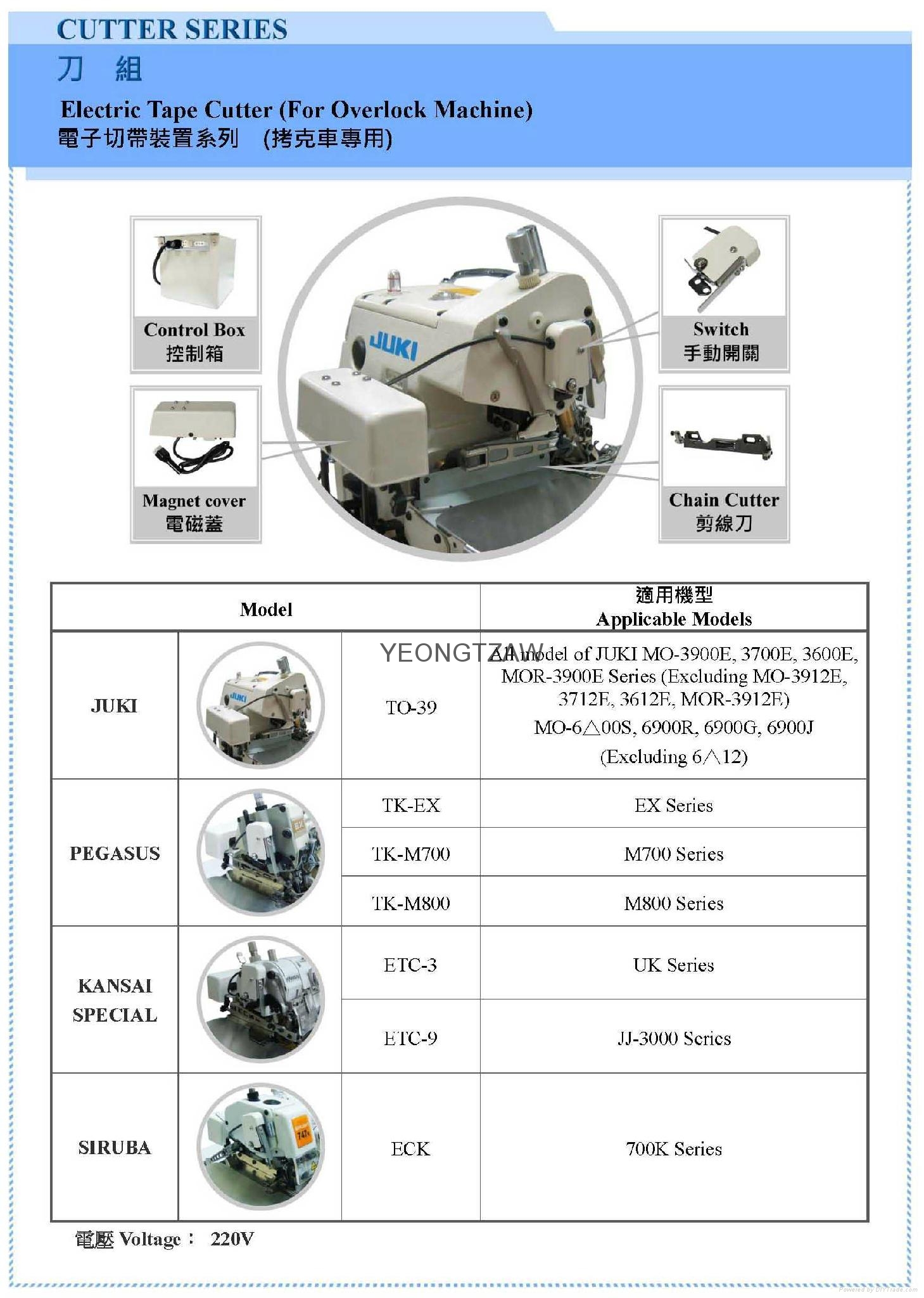 ELECTRIC TAPE CUTTER FOR OVER LOCK MACHINE (Taiwan Manufacturer ...