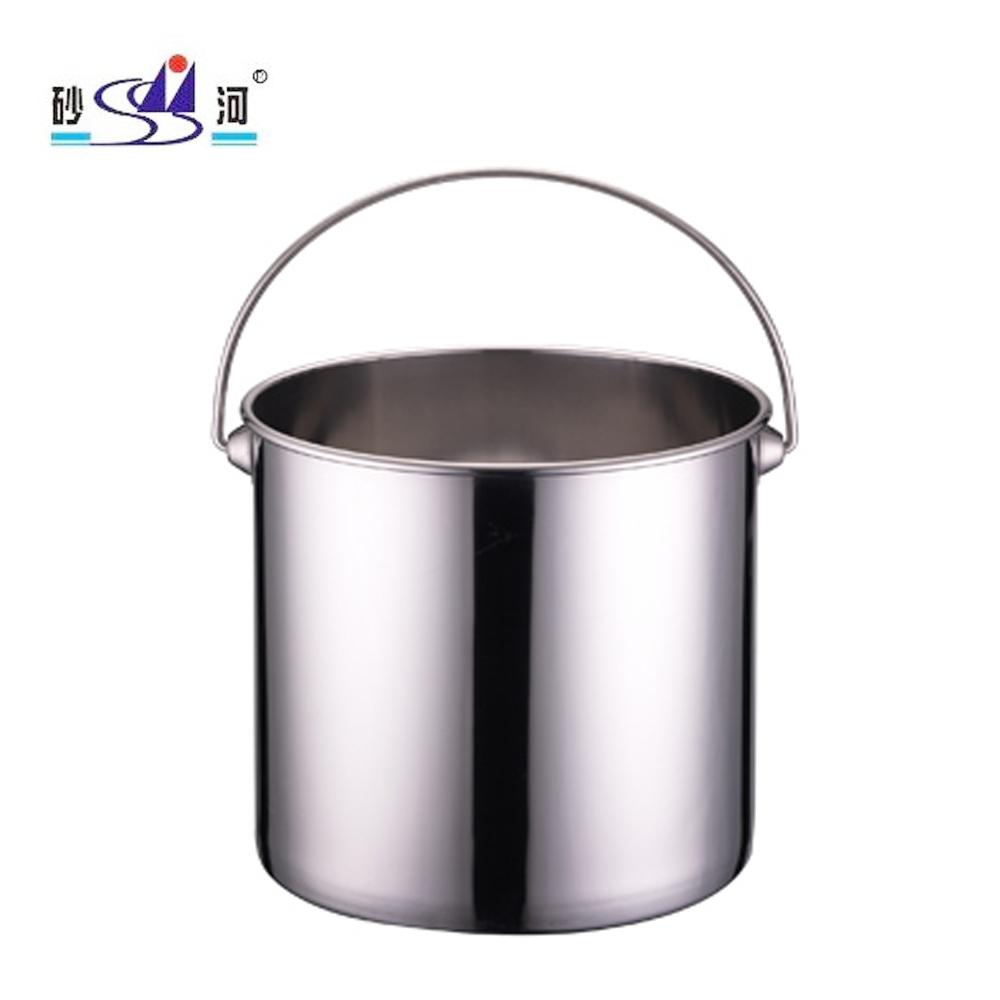 Catering kitchenware handheld S/S with swing handle straight body pail ...