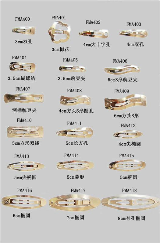 various sizes and styles of classical plain metal snap clips as hair ...