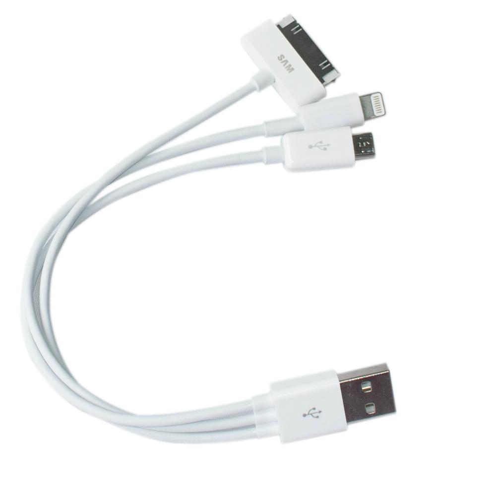 3IN 1 USB CABLE Charger Cable 8PIN /30PIN /Micro USB for iPhone3、3GS/4 ...