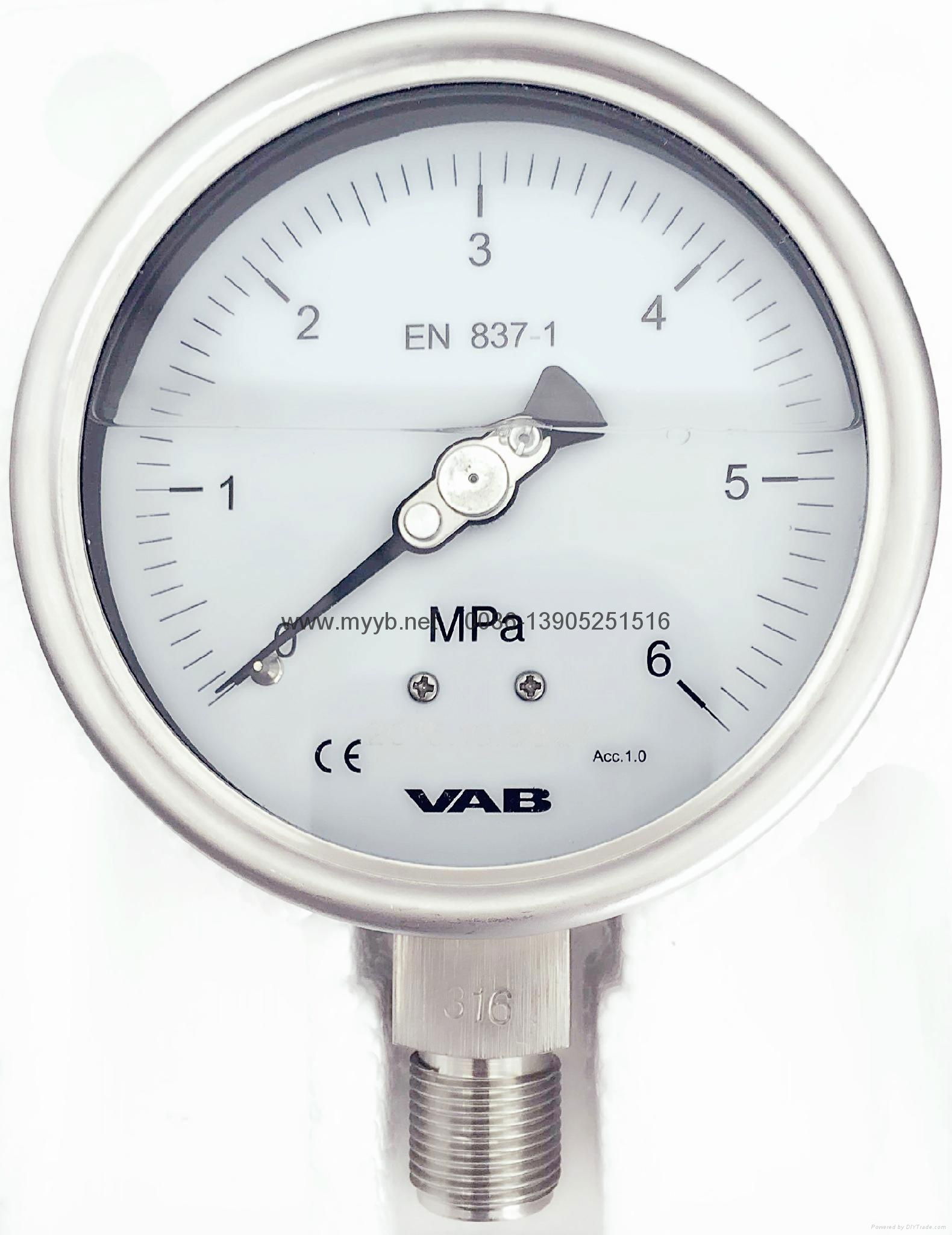 all stainless steel pressure gauge - Y40-Y250 - VAB (China Manufacturer ...