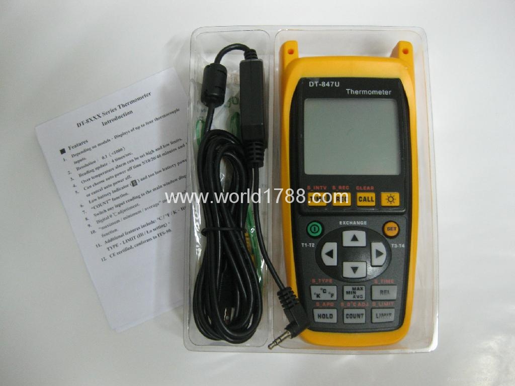 Handheld Thermometer One to Four input Thermocouple with Data Logging