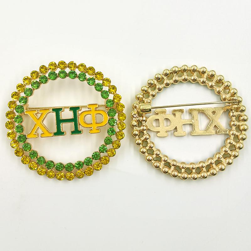 green and yellow sorority xho letter blanket chi eta phi custom brooch ...