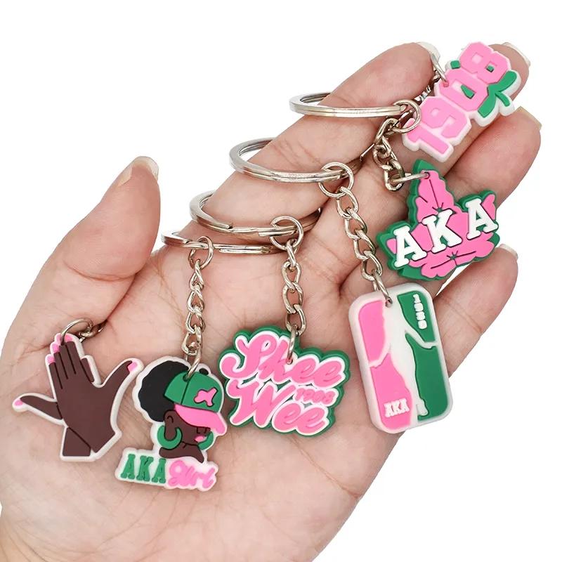 PVC Black Girl AKA Key Rings Sorority Alpha Kappy Alpha keychain - BJ ...
