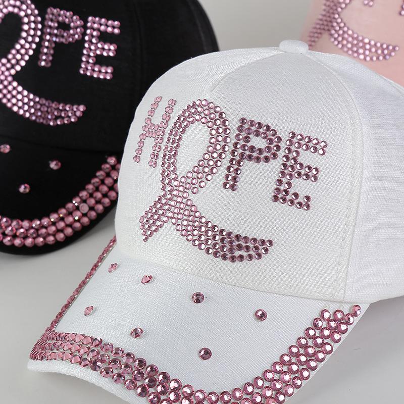Women's Breast Cancer Fight Baseball Cap Rhinestone Bling Cap ...