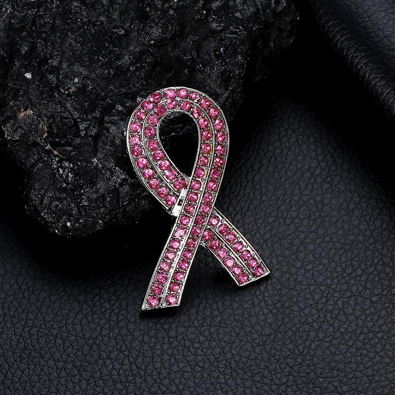 Pink Full Rhinestone Ribbon Breast Cancer Awareness Lapel Brooch and ...
