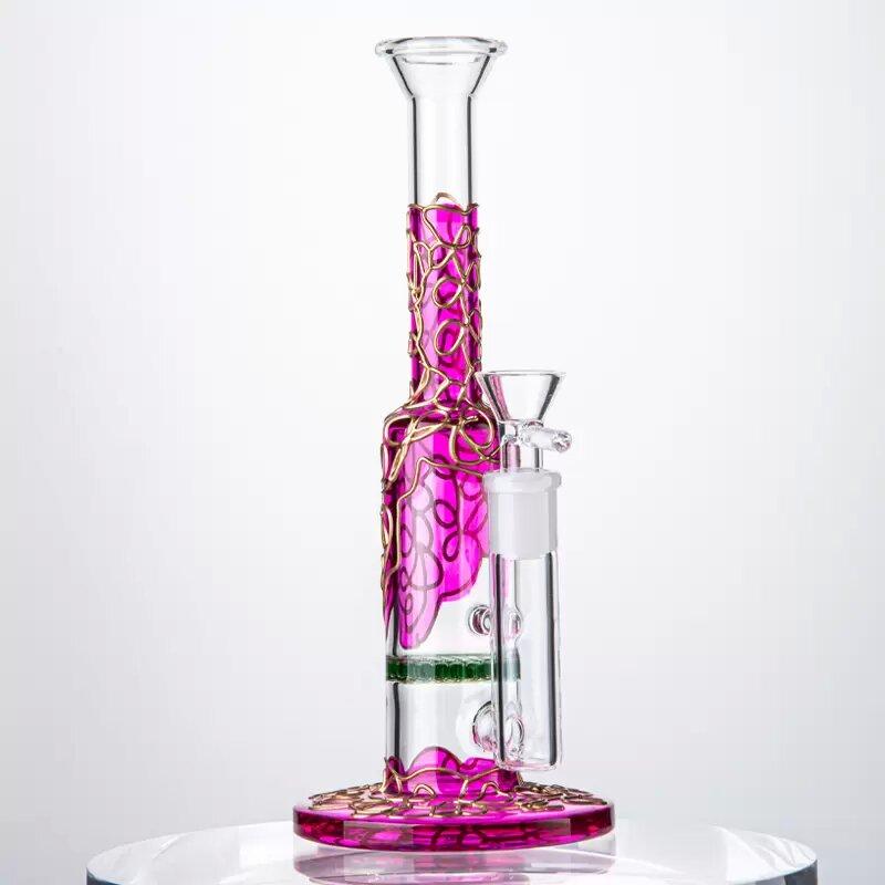 Beautiful Purple Bong Glass Bongs Percolator Tube Glass Water Pipes ...
