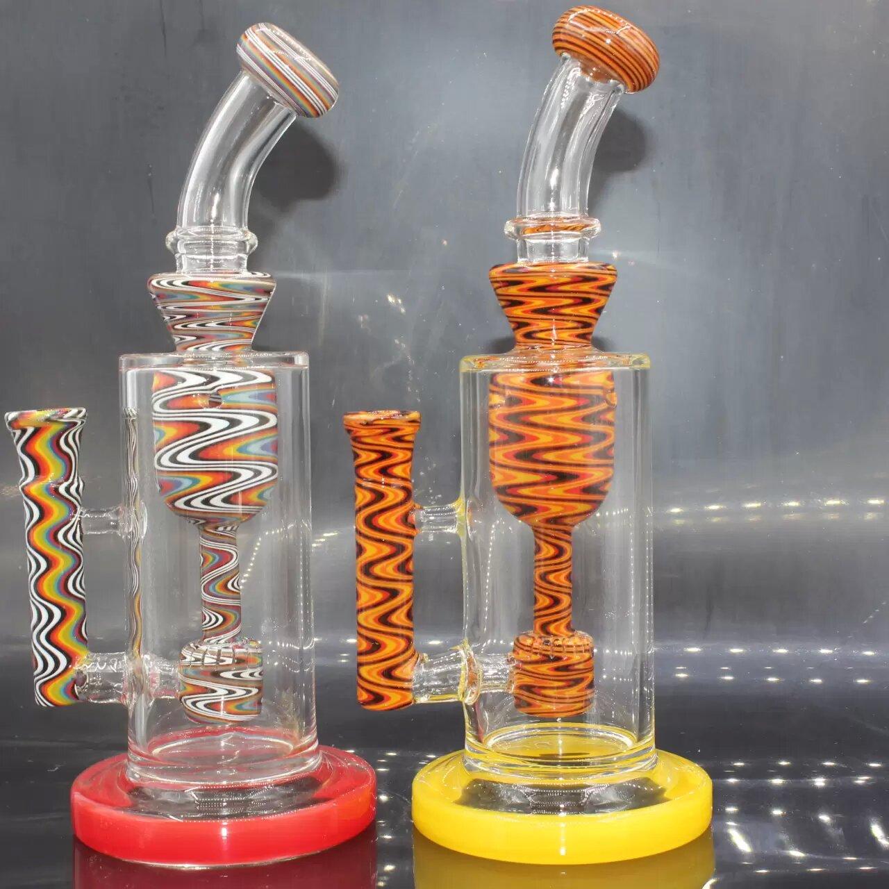 lemon yellow and red glass water pipe drill tobacco big stick design ...