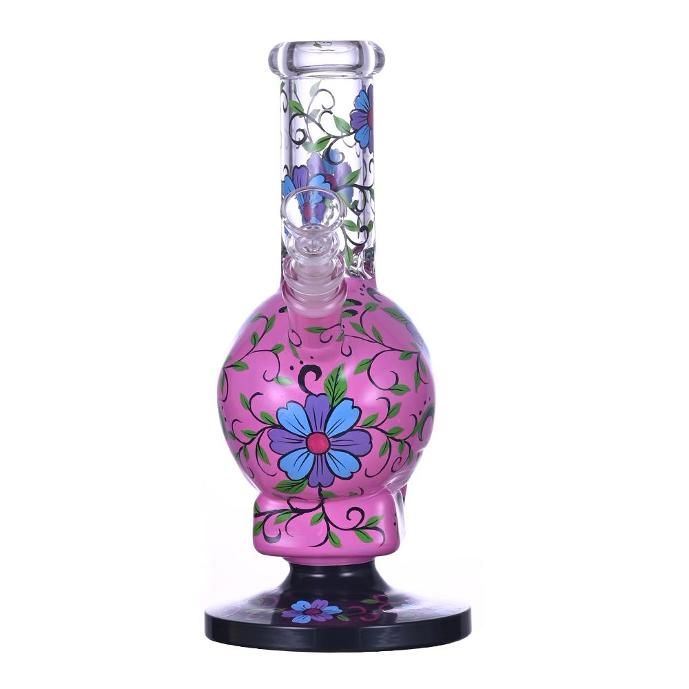 HippiesGlass,Purple Skeleton Glass Beaker Bong,Cute Little Flower Pipe ...
