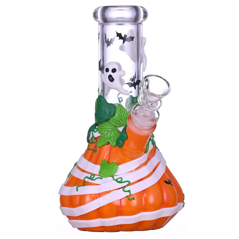 Hand Drawn Pumpkin & Elves Glass Beaker Bong,Cute Halloween Pipe ...