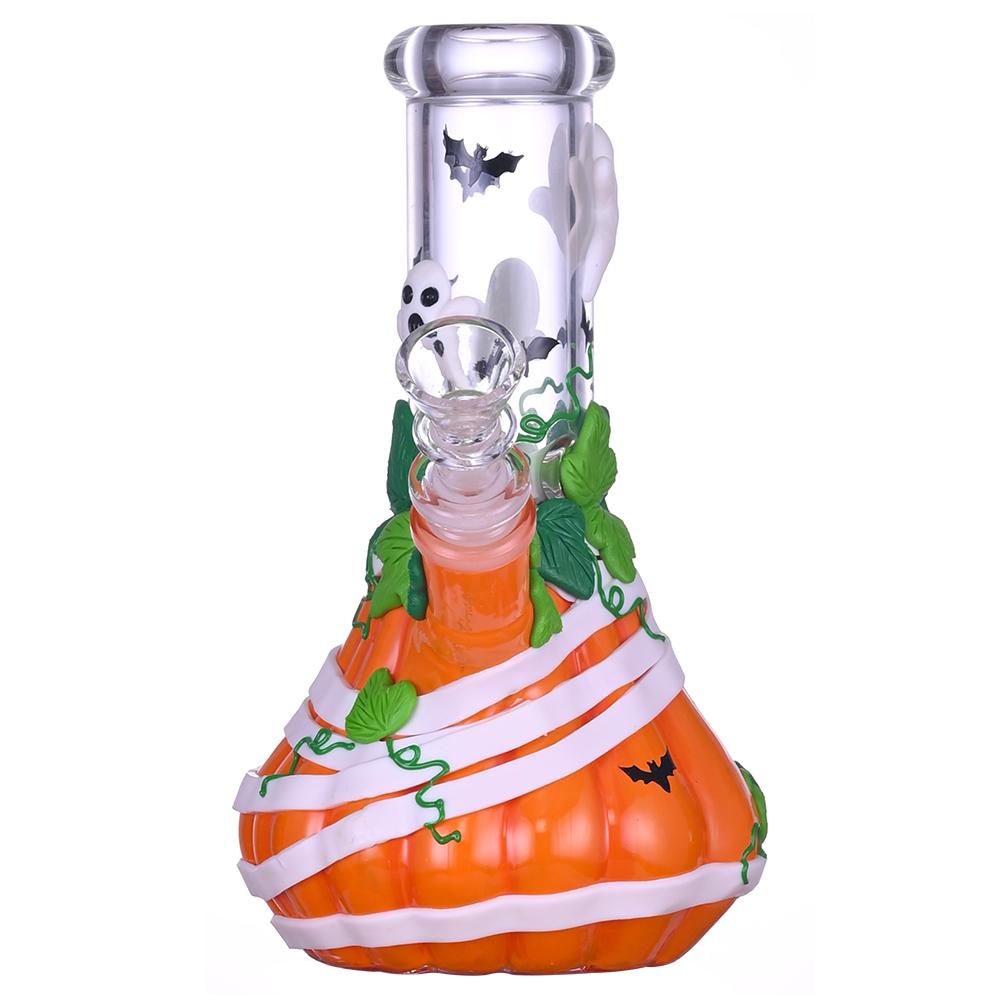 Hand Drawn Pumpkin & Elves Glass Beaker Bong,Cute Halloween Pipe ...