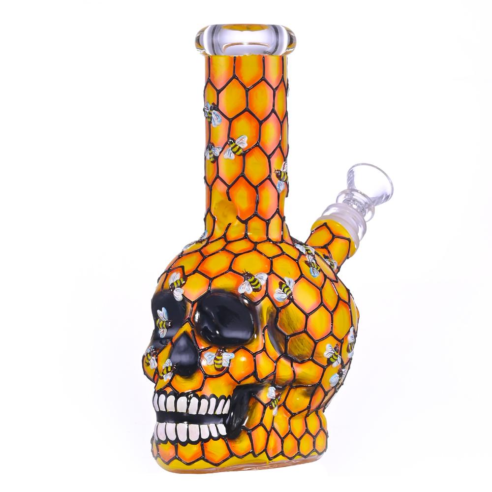 Hand Drawn Human Skeleton & Honeybee Glass Beaker Bong - HippiesGlass ...