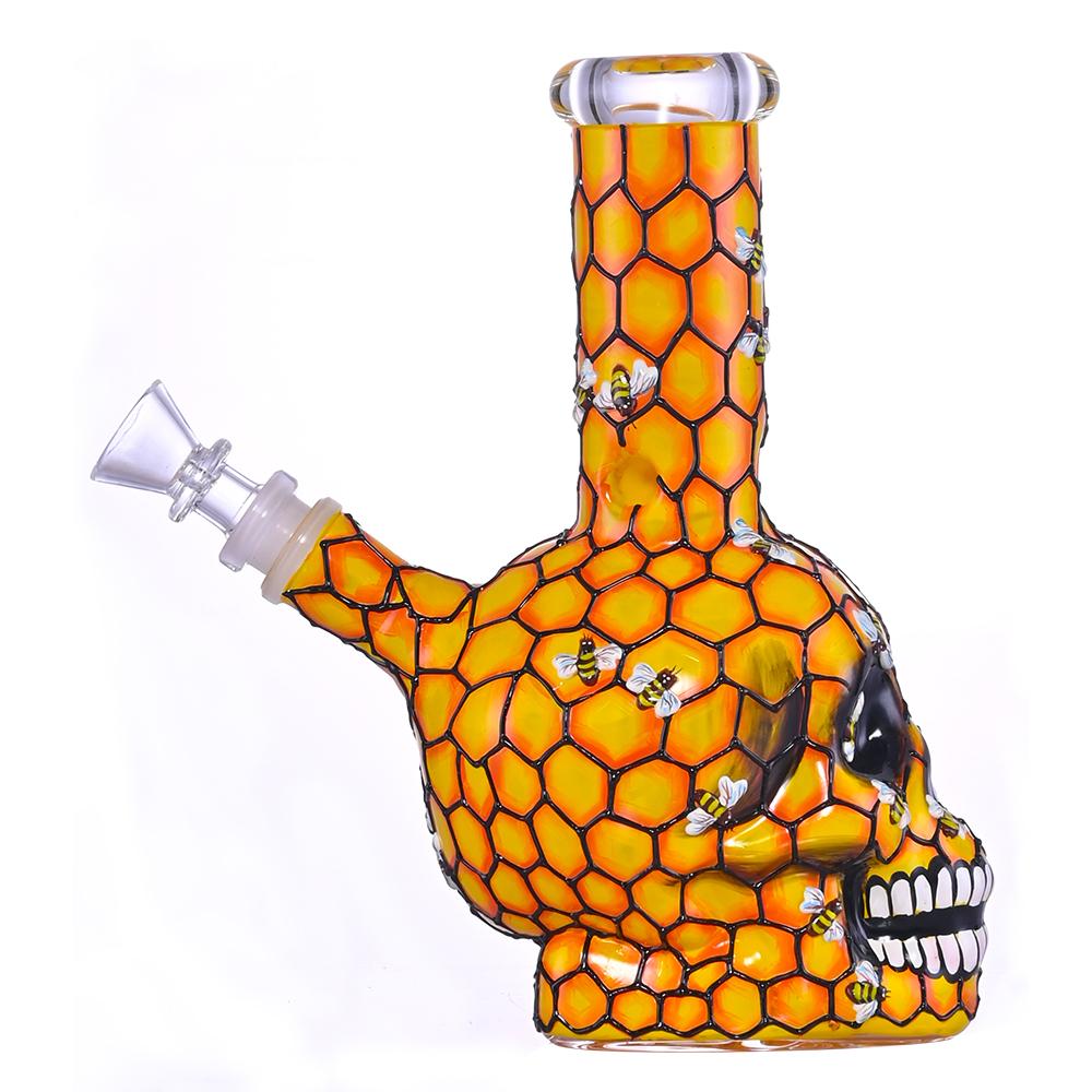 Hand Drawn Human Skeleton & Honeybee Glass Beaker Bong - HippiesGlass ...