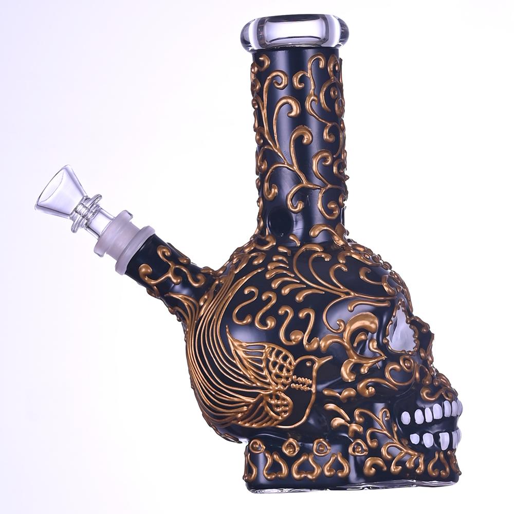 Hand Drawn Human Skeleton Glass Beaker Bong,Cute Halloween Pipe ...