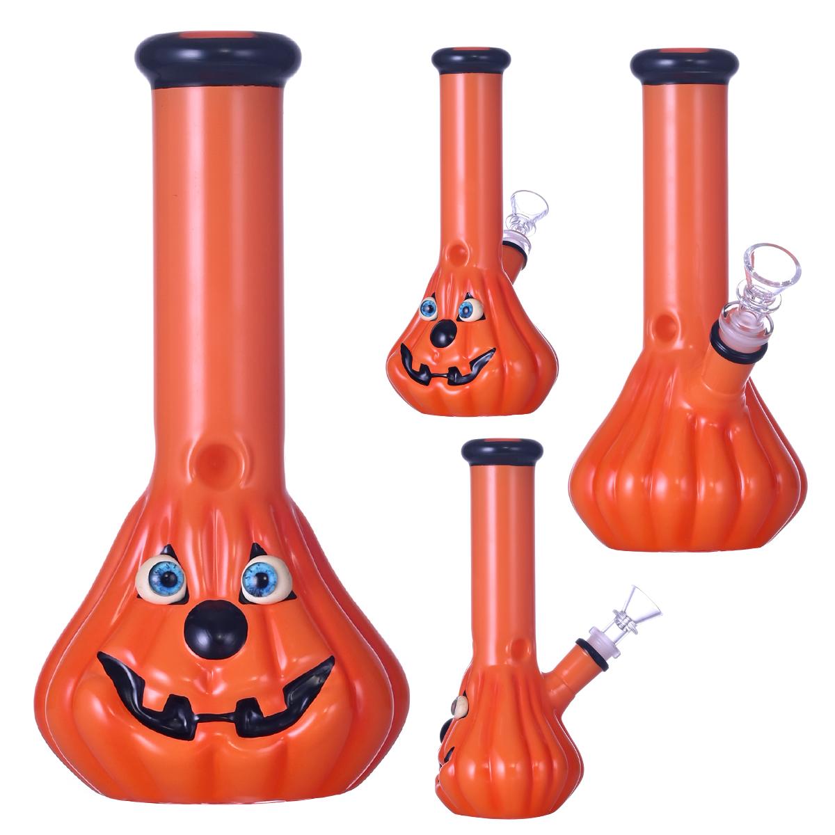 HippiesGlass,Hand Drawn Colorful Pumpkin Glass Beaker Bong,Halloween ...