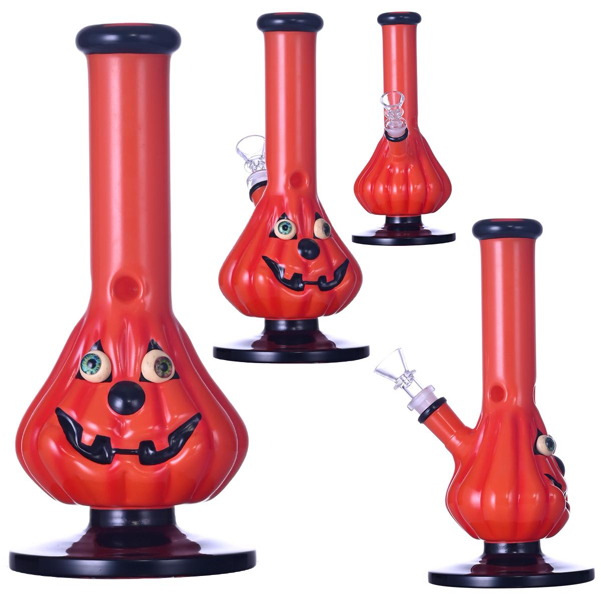Glass Hookah,Hand Drawn Colorful Pumpkin Glass Beaker Bong,Halloween ...