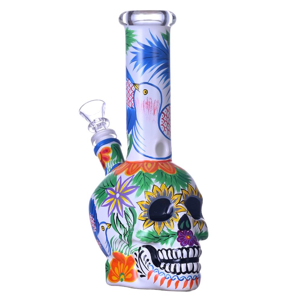 Hand Drawn Human Skeleton & Peace Dove Glass Beaker Bong,Cute Halloween ...