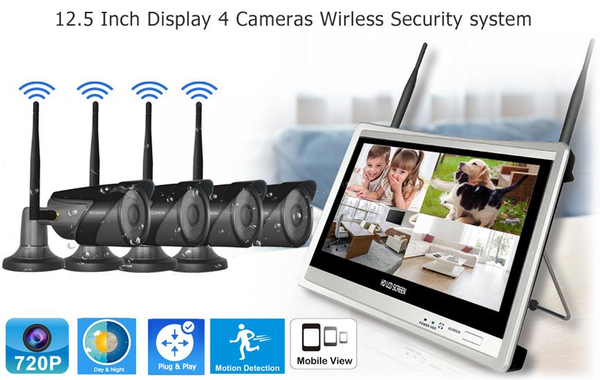 12.5 inch Disdplay 4 camera Wireless Security system - VG-1.0MP-4CH-R ...