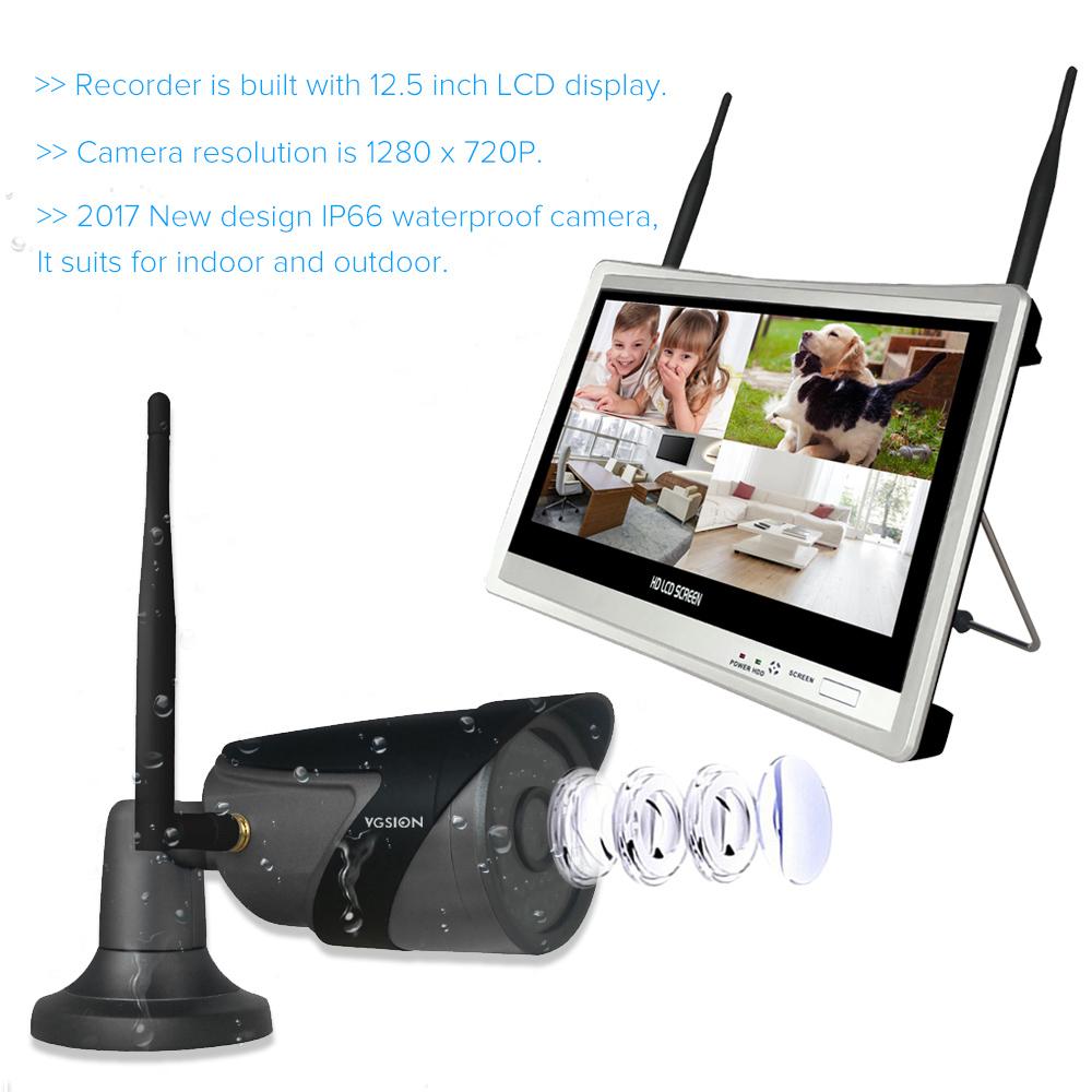 12.5 inch Disdplay 4 camera Wireless Security system - VG-1.0MP-4CH-R ...