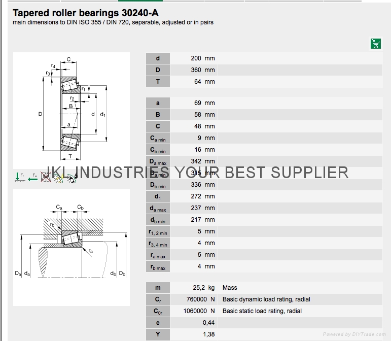TAPERED ROLLER BEARINGS 30240-A - FAG INA NSK NTN KOYO SKF TIMKEN ...