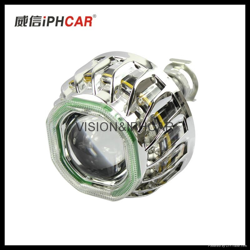 Super H1xenon bulb mini projector lens fire wheel with angel eyes car ...