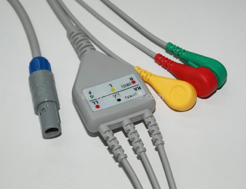 Creative one piece 3-lead snap ECG Cable with leadwires (China ...