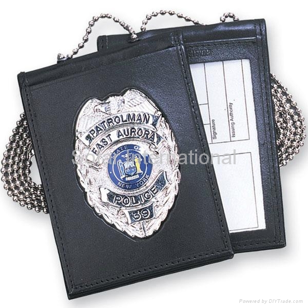 Leather Badge Holder Wallet/ Badge Cases/ ID Card Holder - Police ...