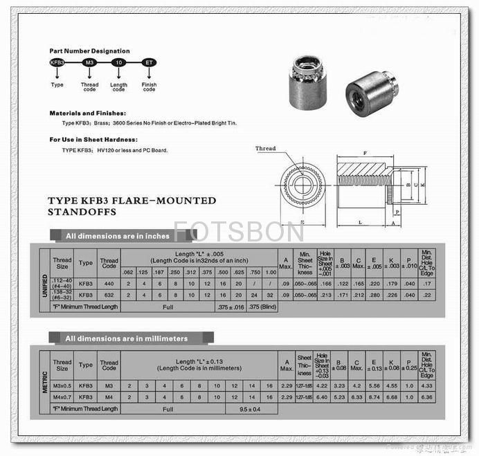 flare-mounted standoff pKFB3 - KFB3-M4-8 - FOTSBON (China Manufacturer ...