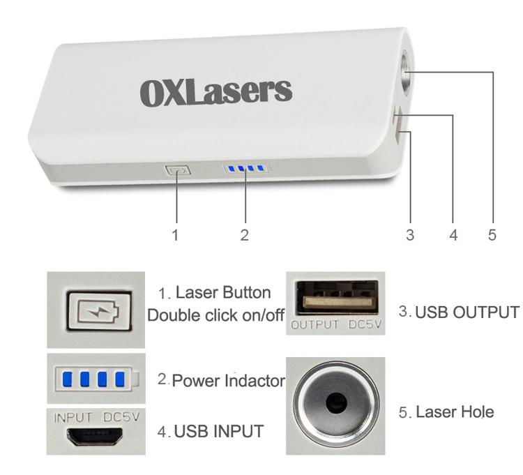 OXLasers OX-20 5200mah power bank for phones and tablet pc with laser ...