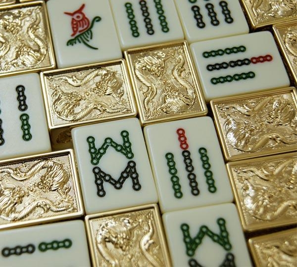 Mahjong set gold plated (Chinese mahjong tiles) - B020 - superking ...