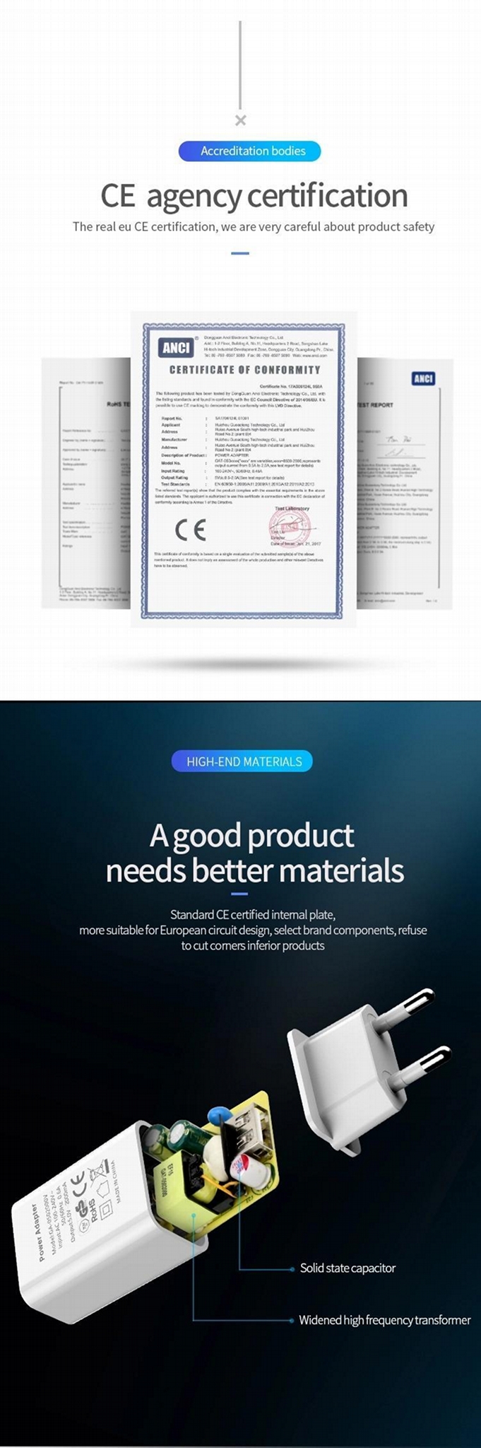 wholesales EU 5V1A, 5V2A USB Wall Charger adapter,white/black MOQ 100PCS - GAT-0502000 - GAT ...